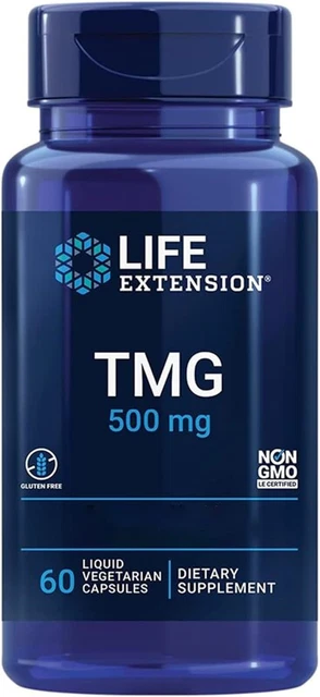 LIFE EXTENSION, TMG, 500mg, 60 Liquid Vegan Capsules BBE 05/26 £10.99 ...