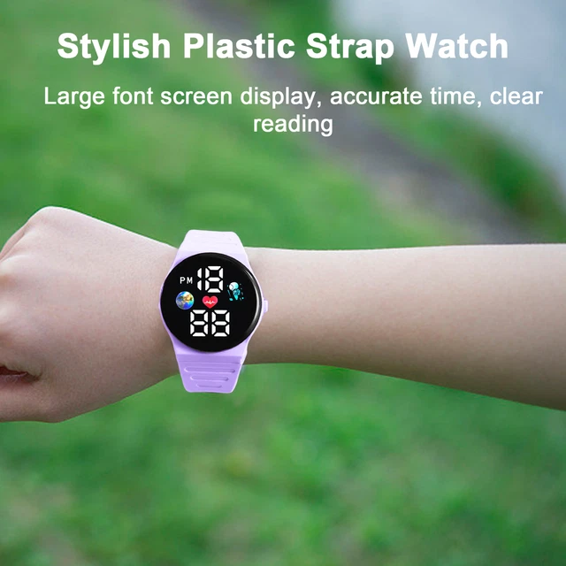 SLEEK PLASTIC STRAP Watch Silicone Wristband Spaceman Kids Led Display ...