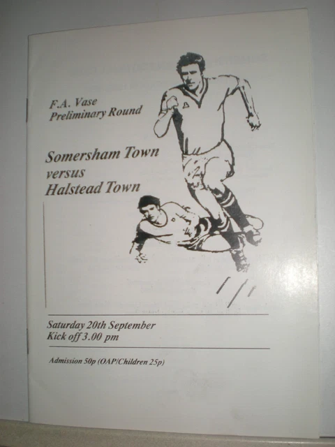 SOMERSHAM TOWN V HALSTEAD TOWN, 20th SEPTEMBER 1986, F.A.VASE ...