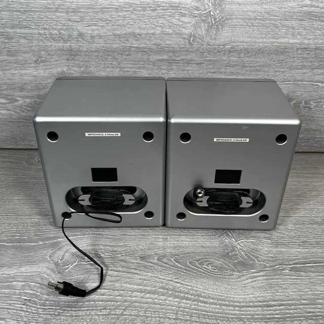 PAIR OF SILVER Cube Bookshelf Speakers 4 Ohms 5W 6"x6"x6" Wired Tested ...