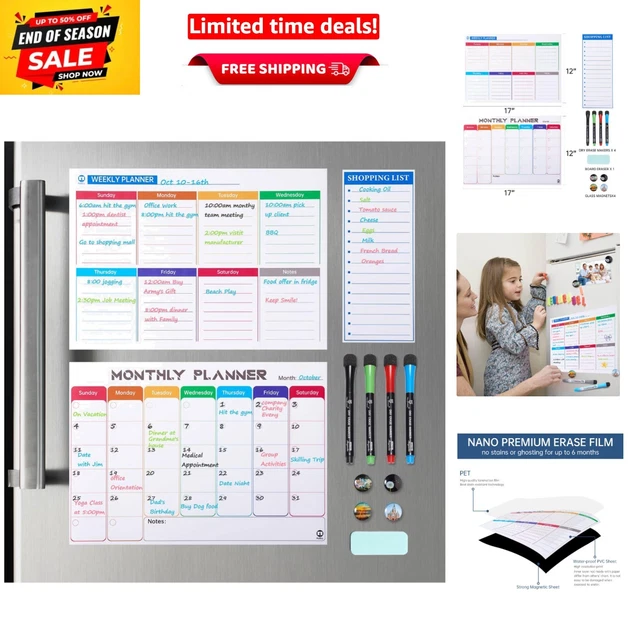 WHITE BOARD CALENDAR Dry Erase - Monthly Calendar Whiteboard for Fridge ...