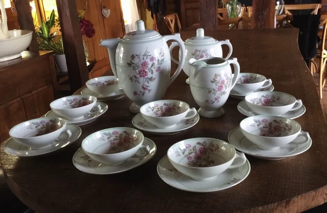 SERVICE CAFÉ PORCELAINE Limoges manufacture DESCOTTE REBOISSON BARANGER ...