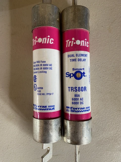 LOT OF (2X) Ferraz Shawmut TRS80R Fuse Tri-Onic 80 Amp jdl80 ajt80 $38. ...