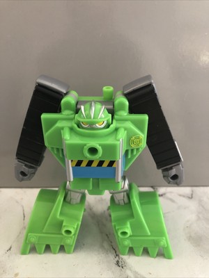RARE SILVER ARMED Rescue Bot Transformer Boulder Green Bulldozer B4602 ...