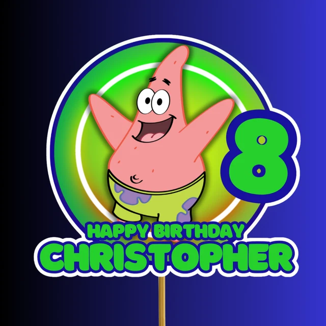 PATRICK STAR HAPPY birthday cake topper any name any age any colour ...