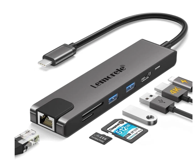 ADAPTATEUR MULTIPORT USB C, Lemorele TC25 8 en 1 USB C Hub avec Gigabit ...
