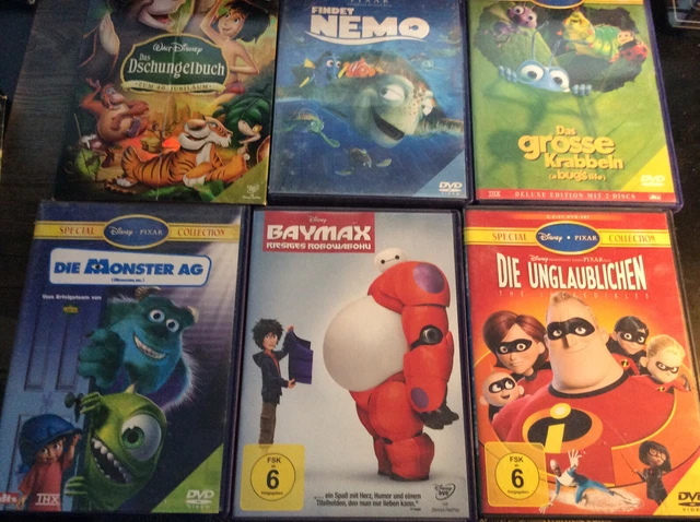 WALT DISNEY PIXAR [6 DVD] Nemo Unglaublichen Baymax Monster AG Grosse ...