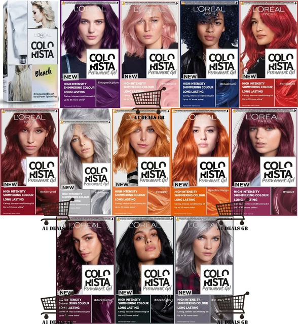 L'ORÉAL PARIS COLORISTA Permanent Gel Hair Dye, All Colour/Shades ...