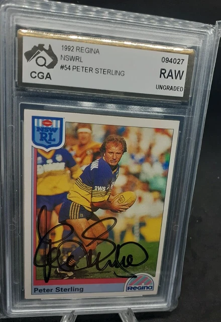 PETER STERLING HAND signed, slabbed 1992 Regina card. Parramatta Eels ...