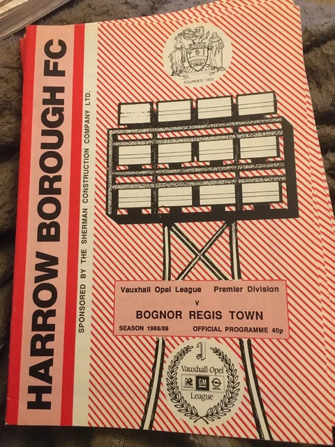 HARROW BOROUGH V Bognor Regis Town 1988/89 VL £2.49 - PicClick UK
