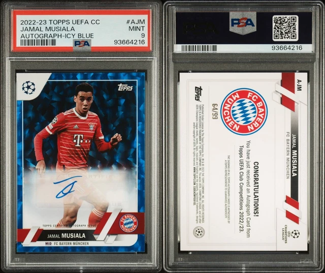 TOPPS UEFA JAMAL Musiala Auto /99 PSA 9 Blue FC Bayern München EUR 150 ...