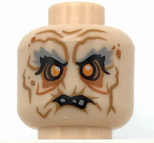 LEGO NEW MINIFIGURE Head Scary Old Wrinkled Monster Alien Head Orange ...
