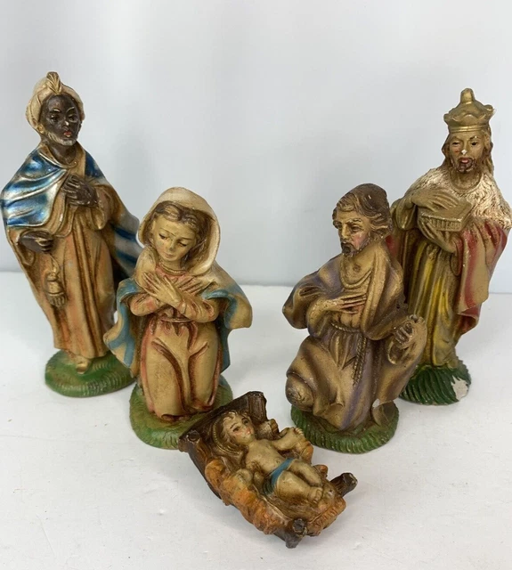 5 ITALY NATIVITY Holy Family Wise Men Figures Figurines Hand Painted £ ...