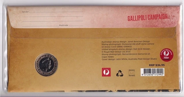 AUSTRALIAN / UK Pnc: 2015 £2 Coin The Great War Gallipoli Campaign # ...