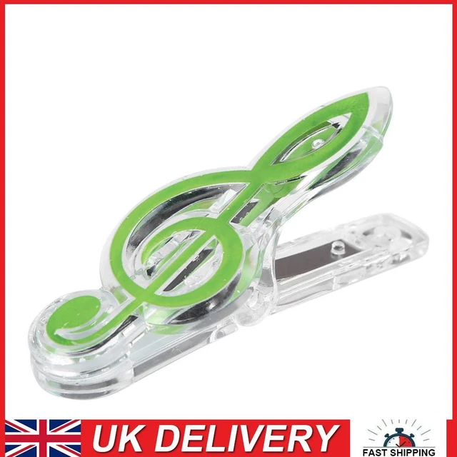 PLASTIC MUSICAL NOTE Letter Paper Clip Piano Sheet Spring Holder (Green ...