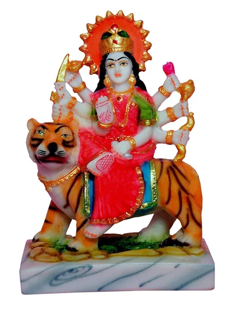 HINDU GÖTTIN DURGA Devil Mata Sherawali Idol Marmor Staub Figur Statue ...