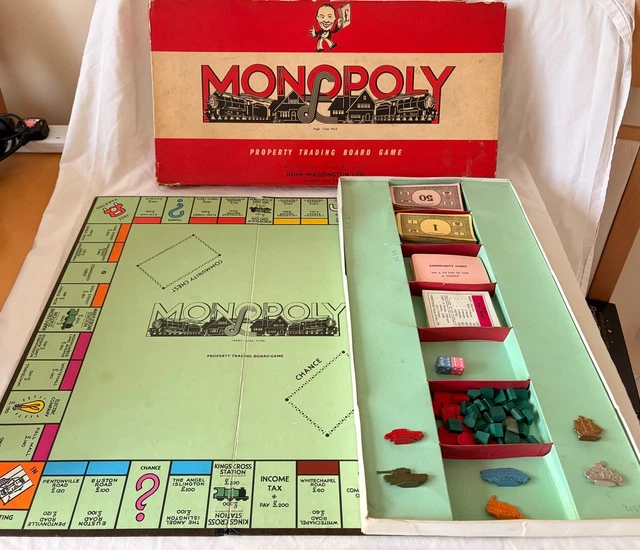 VINTAGE MONOPOLY BOARD Game John Waddington Ltd 1950s-1960s - R25 £10. ...