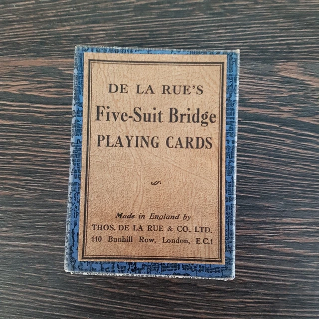 VINTAGE FIVE-SUIT BRIDGE Playing Cards by De La Rue & Co London c1930 ...