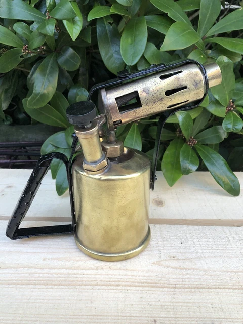 VINTAGE LARGE BURMOS British Made Brass Paraffin Blow Lamp Torch Man ...