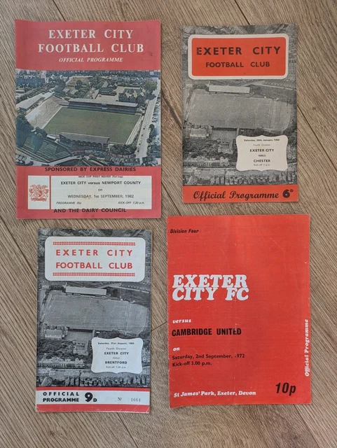 FOUR VINTAGE EXETER City FC Football Programmes £5.45 - PicClick UK