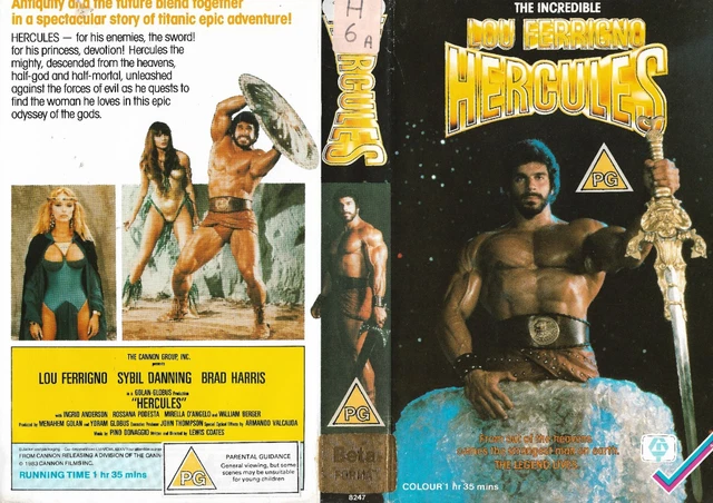 HERCULES (1) ORIGINAL Uk Pre-Cert Video Sleeve / Guild Home Video Label ...