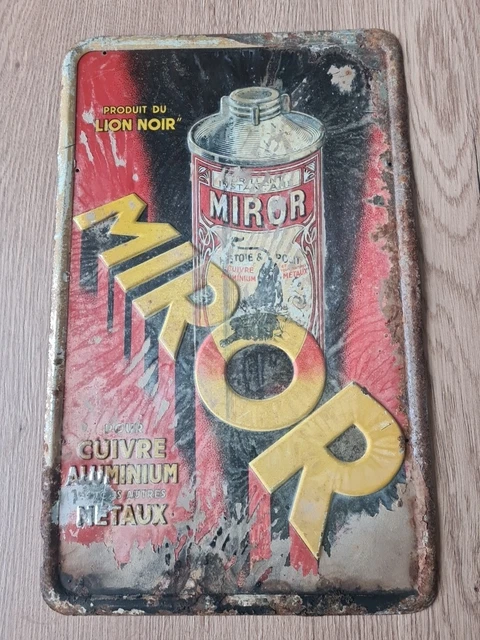PLAQUE TOLE REPOUSSÉE Publicitaire & Pub Miror Lion Noir EUR 30,00 ...
