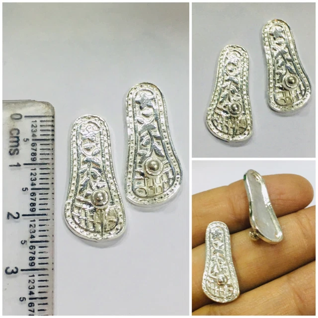 PADUKA CHARAN - Pure Silver Laxmi Lakshmi feet Puja Worship Mandir ...