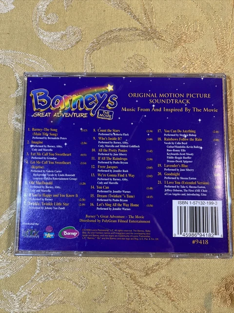 BARNEY'S GREAT ADVENTURE by Barney (SOUNDTRACK) (CD, Mar-1998, Lyrick ...
