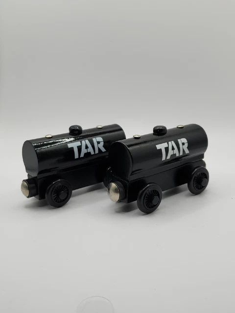 THOMAS & FRIENDS Wooden Railway Train Tank Engine - 2 x Tar Tanker Car ...