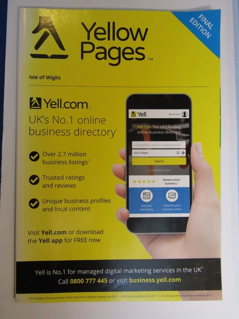 YELLOW PAGES FINAL Edition Phone Book - Isle of Wight (2017) £8.99 ...
