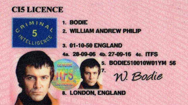 THE PROFESSIONALS BODIE Ci5 Licence Laminated £3.99 - PicClick UK