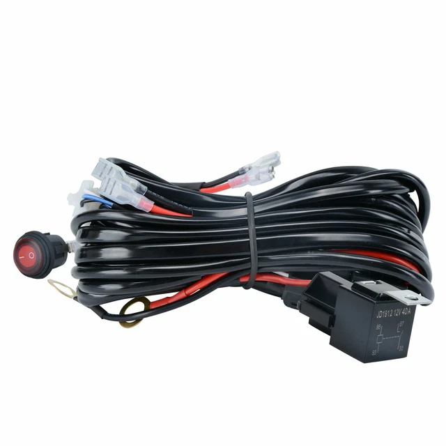 2-LEAD WIRING HARNESS Kit ON-OFF Switch Fuse Relay LED Work Light Pods ...