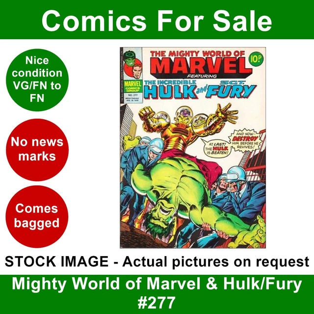 MIGHTY WORLD OF Marvel & Hulk/Fury #277 comic - VG/FN clean 1978 ...
