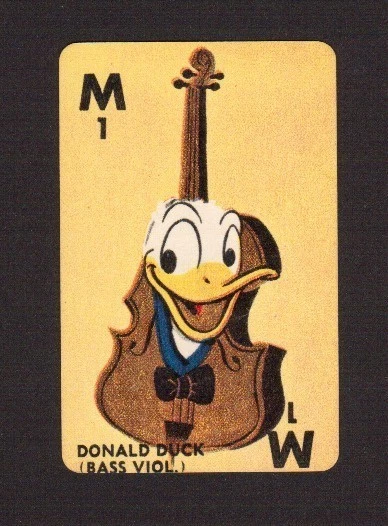 CARTE DE COLLECTION Donald Duck Bass Viol Vintage années 1950 Walt ...