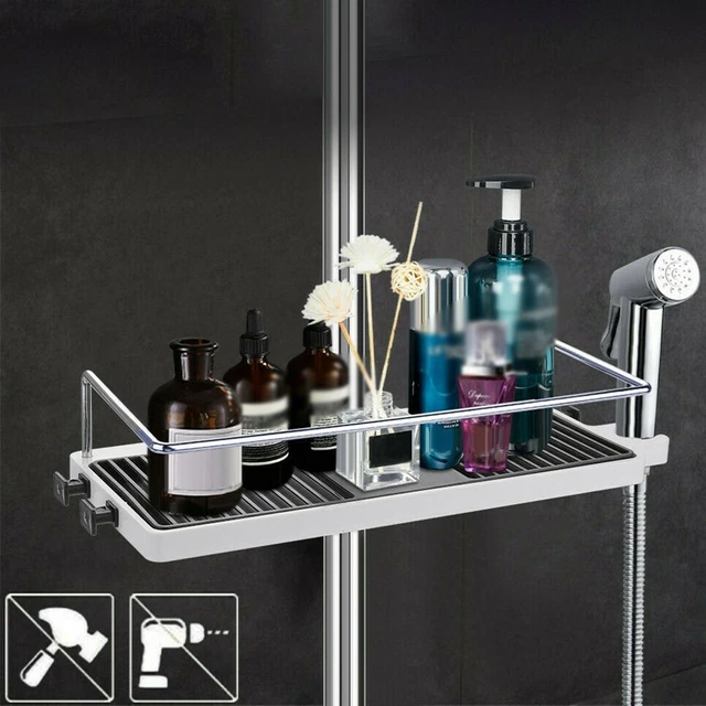 ÉTAGÈRE DOUCHE ÉTAGÈRE Support Douche Inoxydable Pôle Acier Plateau ABS ...