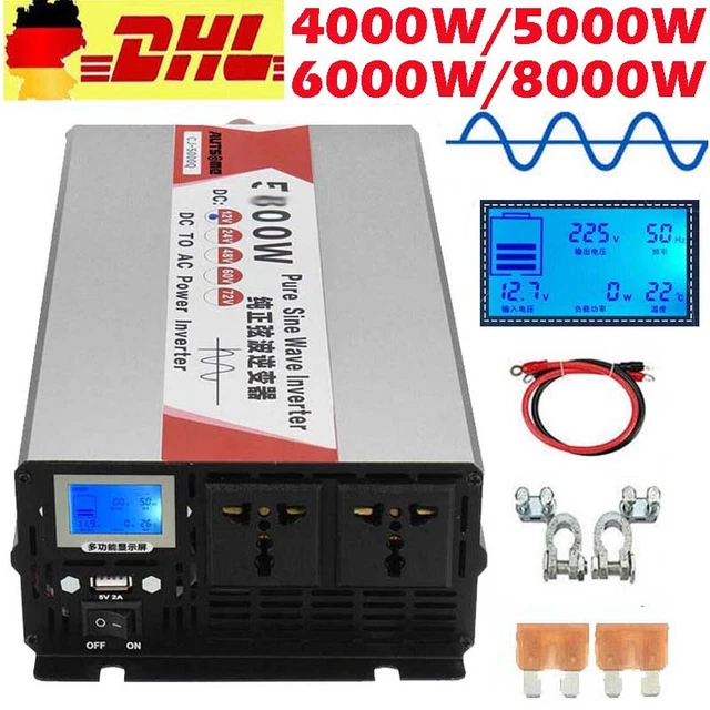 4000W 8000W REINER Sinus Spannungswandler Wechselrichter 12V 24V 48V 72V to 230V EUR 229,90 ...