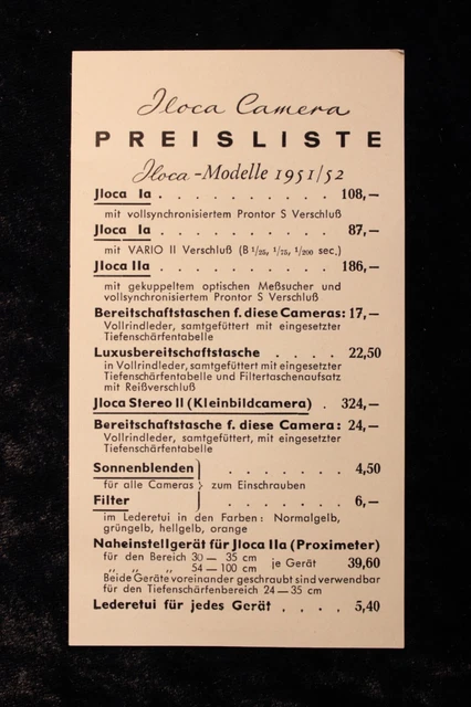 ISTRUZIONI PER L'USO Camera listino prezzi modelli Jloca 1951/52 (S01 ...