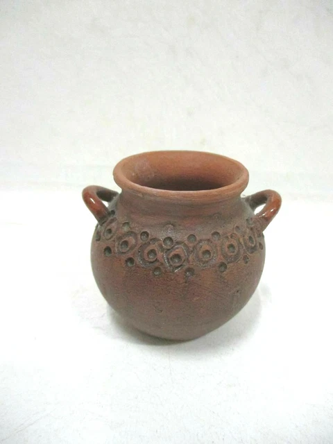 TARAÏETTE, MINI JARRE avec anses en terre cuite ouvragée EUR 10,00 ...