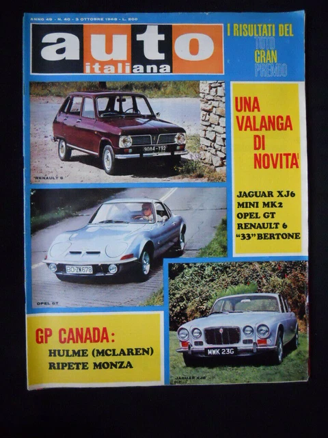 AUTO ITALIANA N 40 1968 Renault 6 Opel GT Jaguar XJ6 [G589] EUR 8,54 ...
