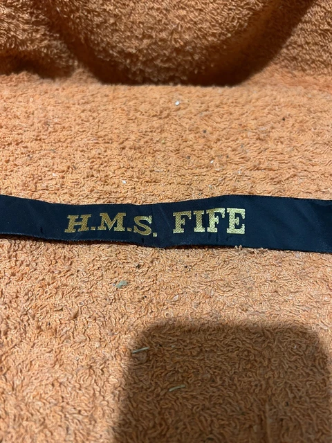 HMS FIFE ROYAL Navy RN Cap Tally 42” - No Res £5.00 - PicClick UK