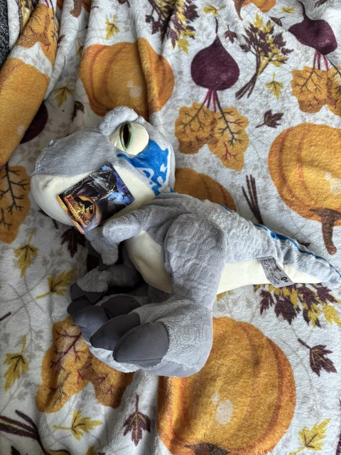 JURASSIC WORLD CAMP Cretaceous Blue Grey Raptor Dinosaur Posh Paws Soft ...