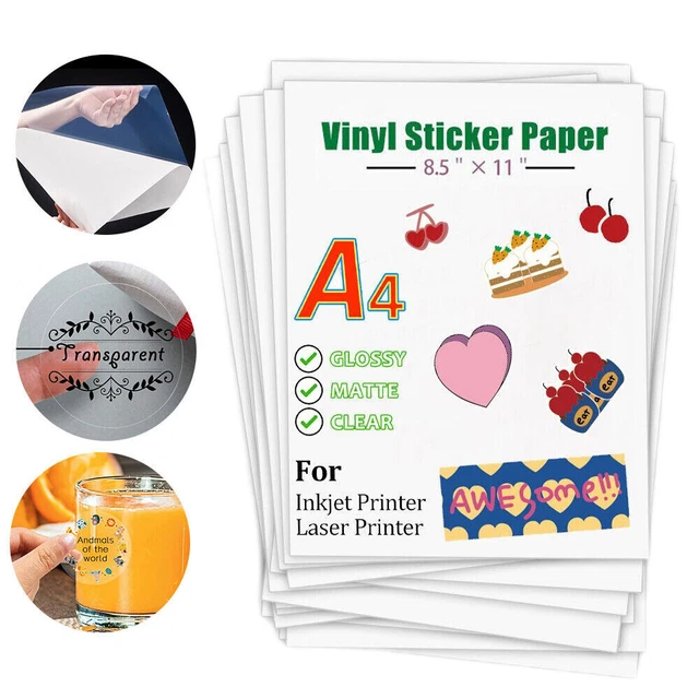 VINYL STICKER PAPER Glossy Matte Clear Waterproof Printable Inkjet ...