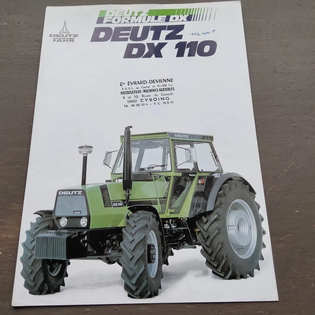 PROSPECTUS TRACTEUR DEUTZ Dx 110 Tractor Brochure Khd Traktor Prospekt ...