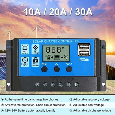 DUAL USB PORTS Solar Panels Battery Charging Controller PWM Charging ...
