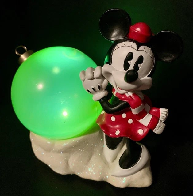 DISNEY MINNIE MOUSE Christmas Holiday Light Up Figure Green Ornament ...