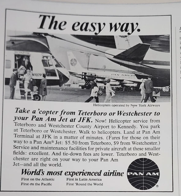 PAN AM AIRLINES Magazine Ad Aircraft Runway Advertisement Vintage Wall ...
