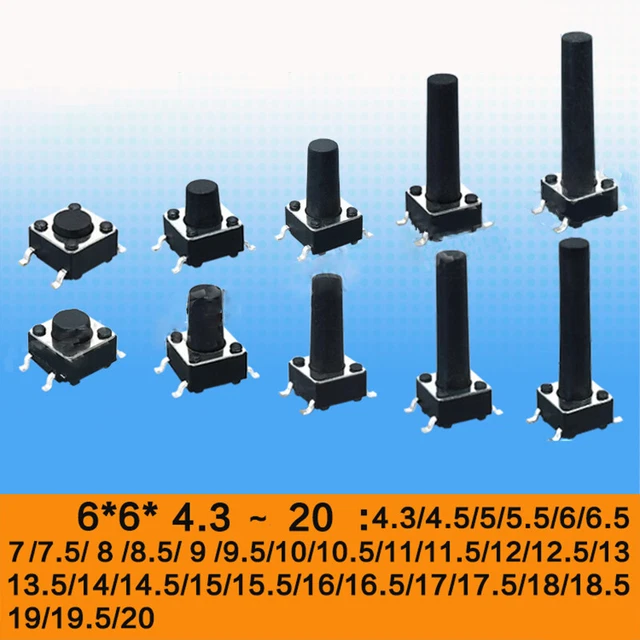 PCB SMD SMT Momentary Tactile Tact Push Button Switch SPST Micro 6x6x4 ...