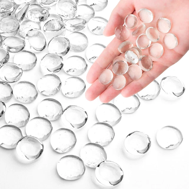 CLEAR GLASS MARBLES, 0.97 LB Transparent and Smooth Flat Glass Beads ...