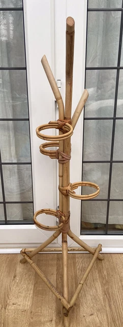 VINTAGE RETRO CANE Bamboo Mid Century Snake Shaped Plant Pot Holder ...