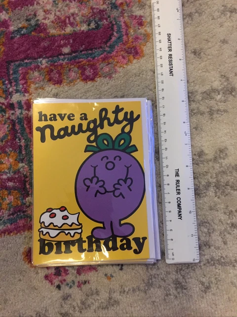 MR MEN LITTLE Miss Happy Birthday Card Little Mr Happy With 3 Badge £2. ...